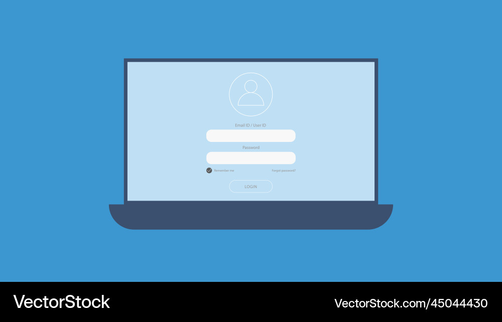 Laptop with login and password form page Vector Image
