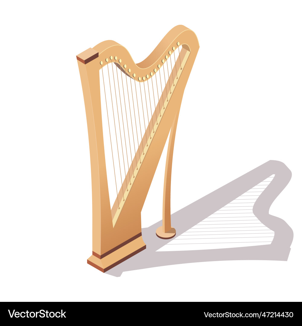 Music instrument classical harp isolated on white Vector Image