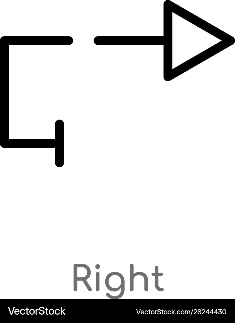 Outline right icon isolated black simple line Vector Image