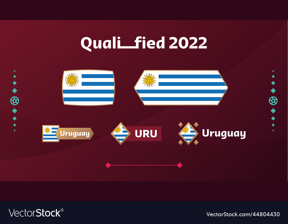Set of uruguay flag and text on 2022 football Vector Image