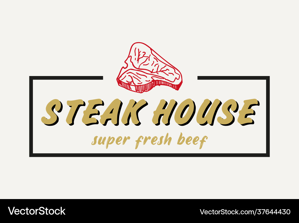Steak house label card emblem or logo template Vector Image