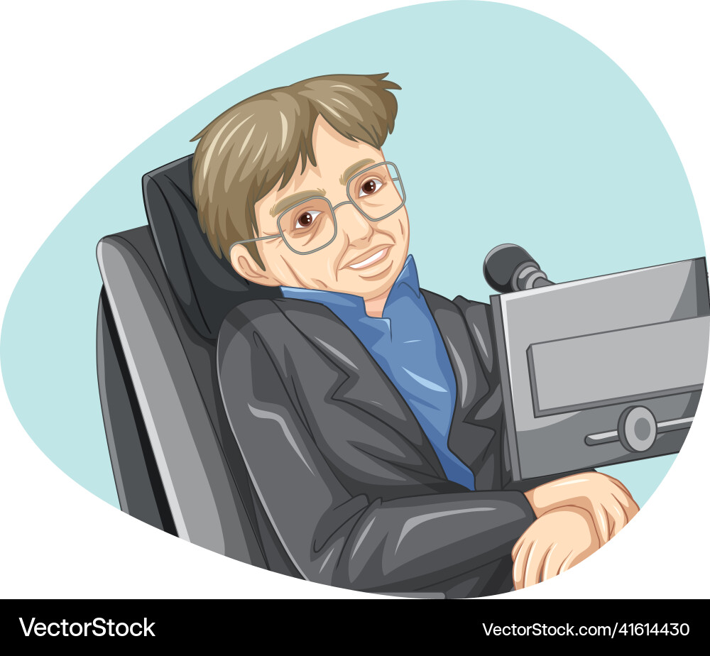 Stephen hawking cartoon character on white Vector Image