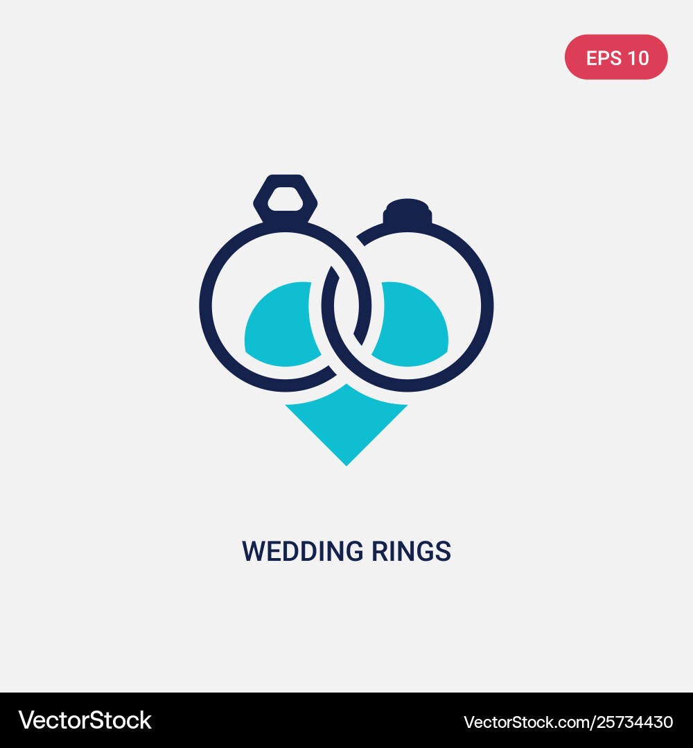 Two color wedding rings icon from love Royalty Free Vector