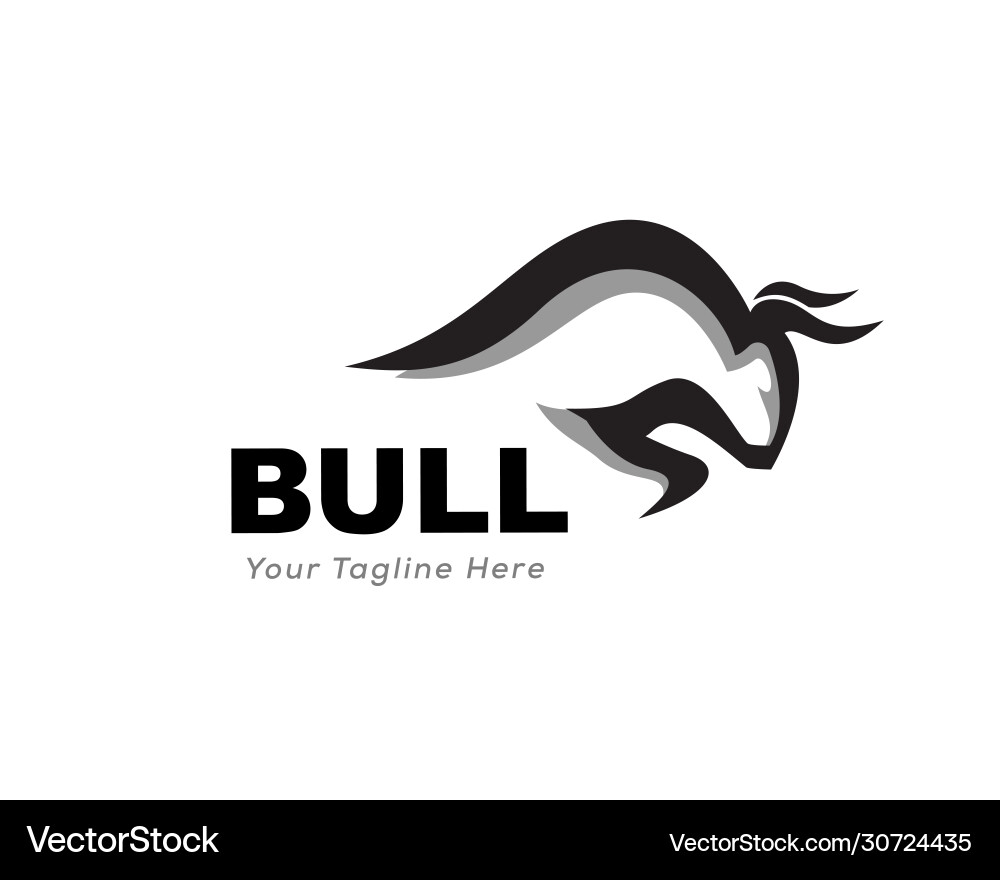 Abstract head and body bull attack logo design Vector Image