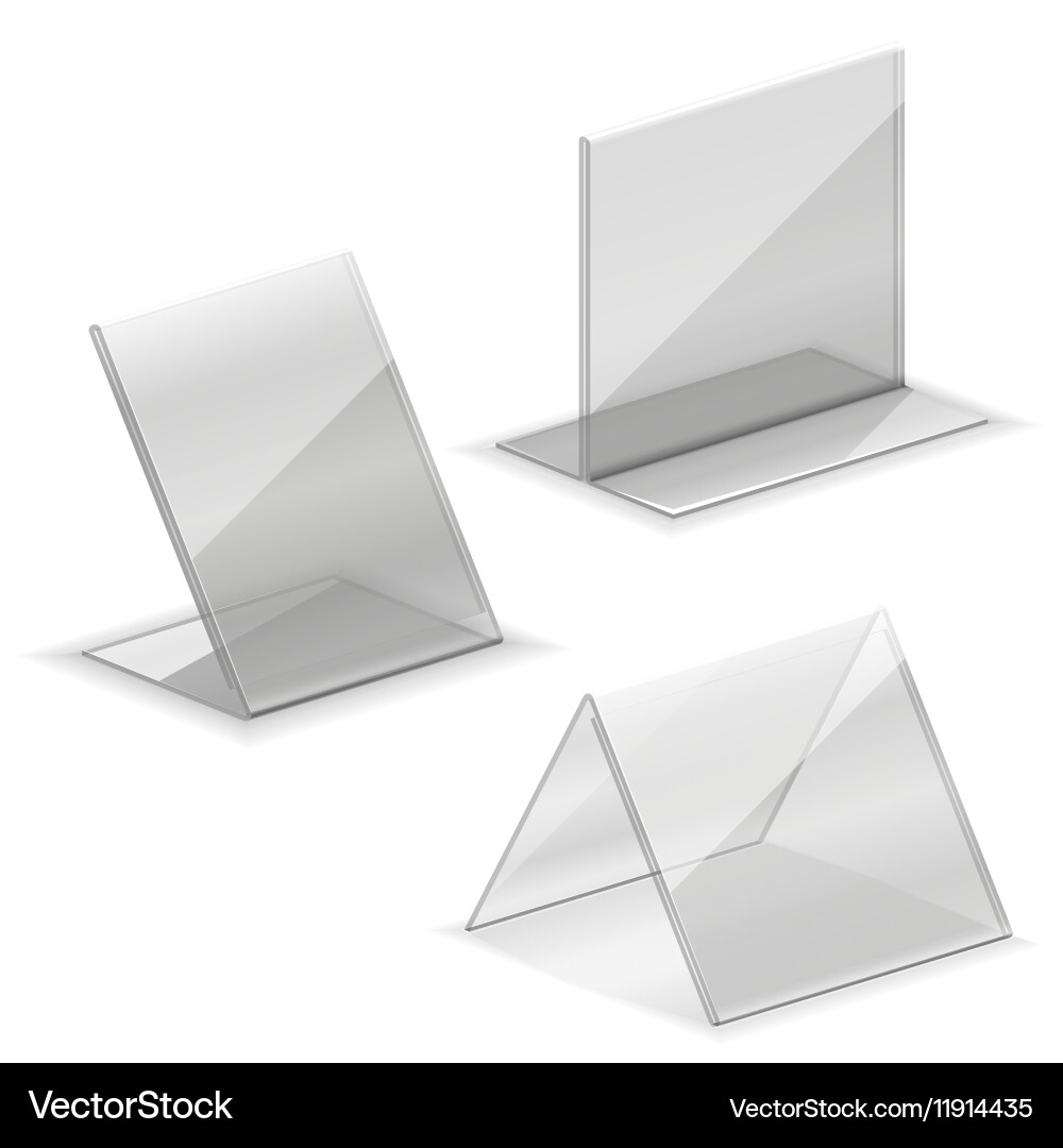 Acrylic empty plastic holder for business Vector Image