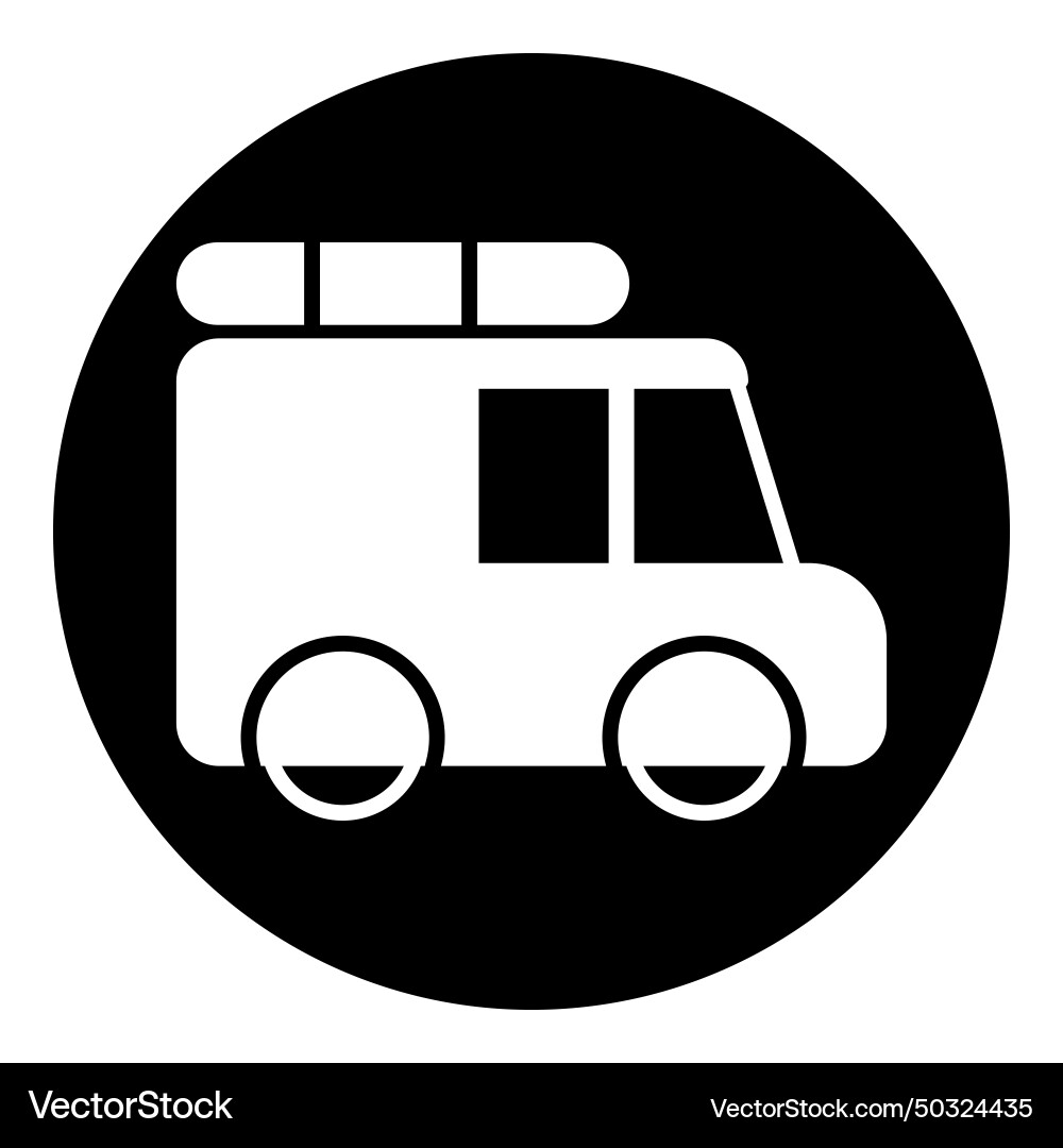 Camping car flat icon isolated on white background