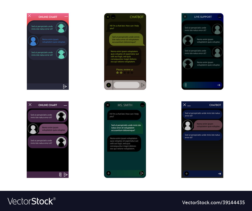 Chatbot windows set Royalty Free Vector Image - VectorStock