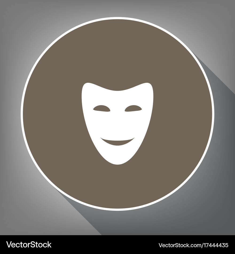 Comedy theatrical masks white icon Royalty Free Vector Image
