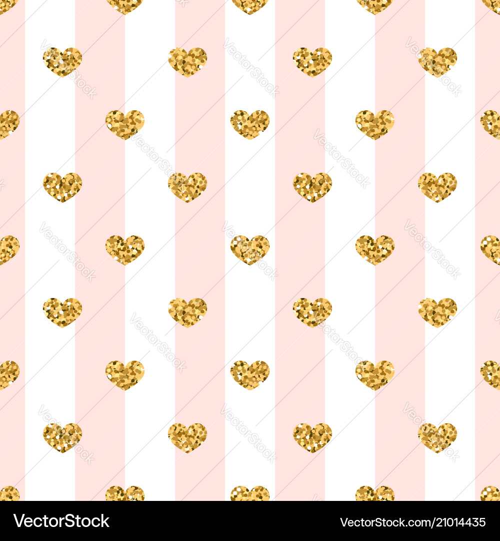 Gold heart seamless pattern pink-white geometric Vector Image