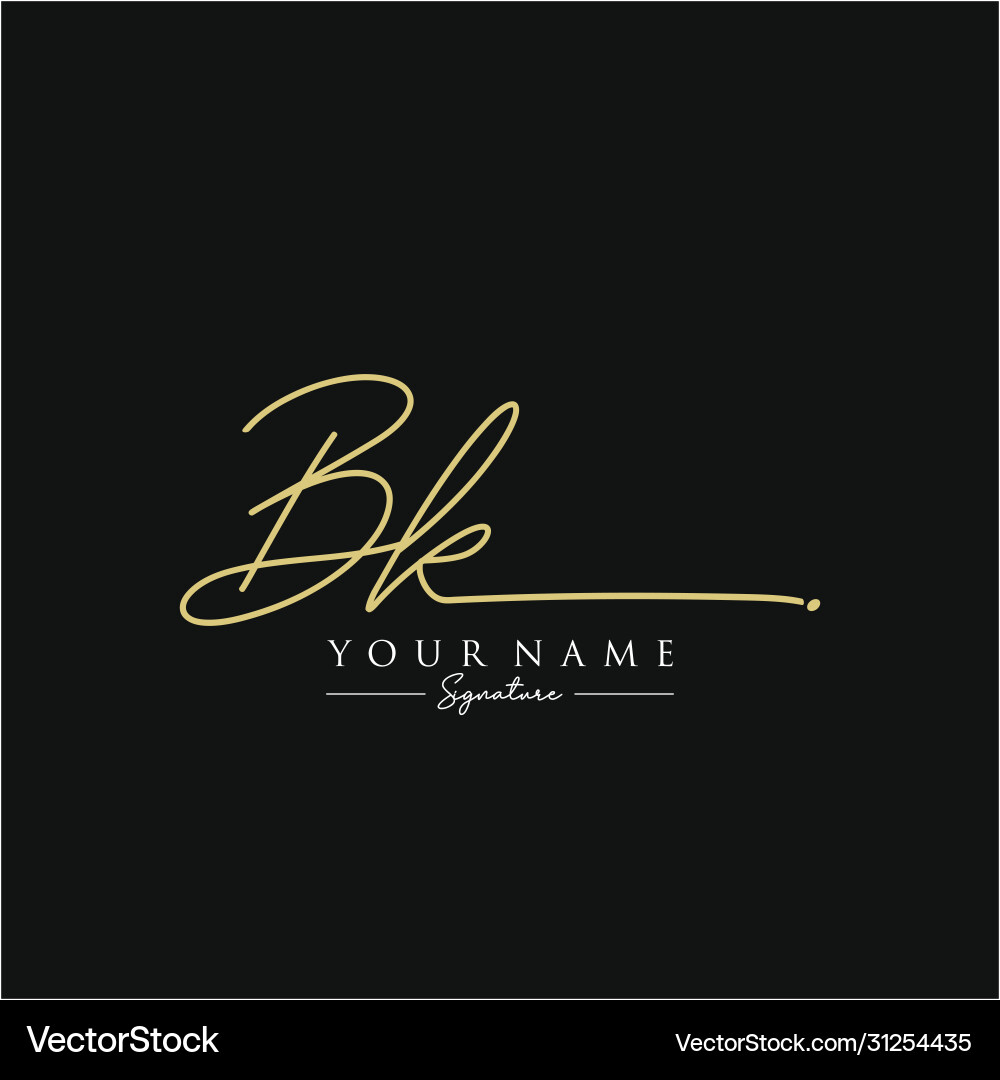 Letter bk signature logo template Royalty Free Vector Image