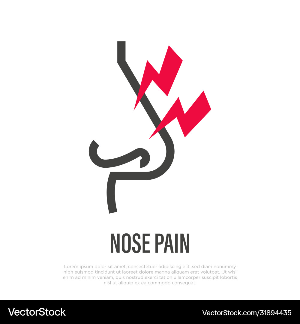 Nose pain thin line icon symptom rhinitis Vector Image