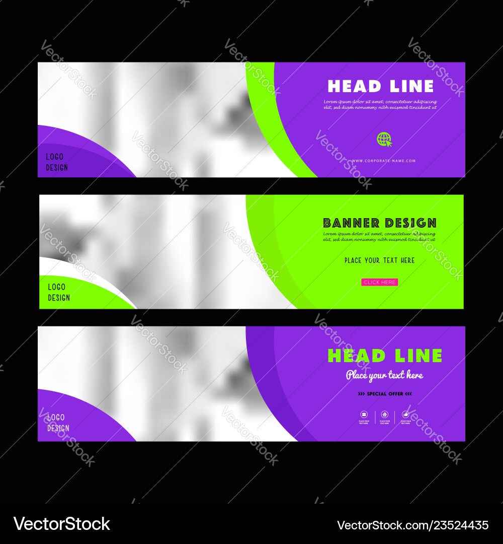 Purple web banners templates horizontal banne Vector Image
