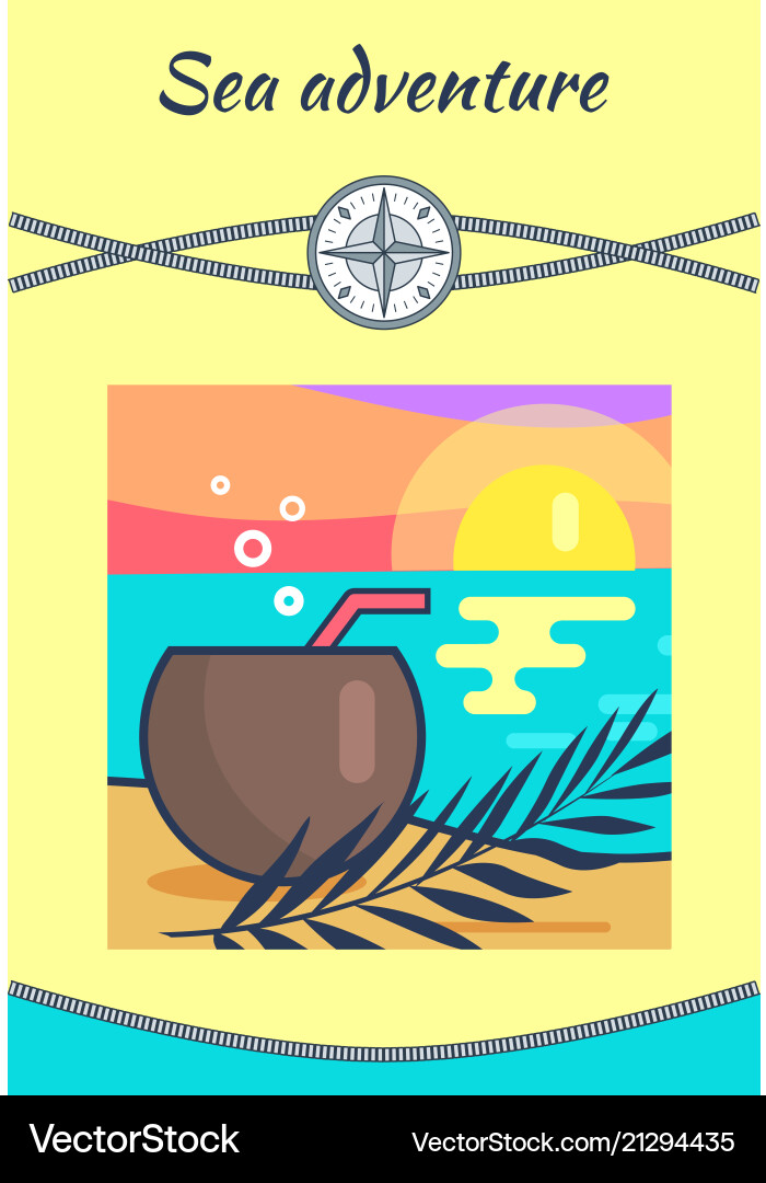 Sea adventure headline poster Royalty Free Vector Image