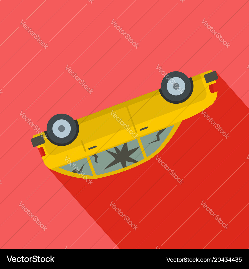 Turned car icon flat style Royalty Free Vector Image