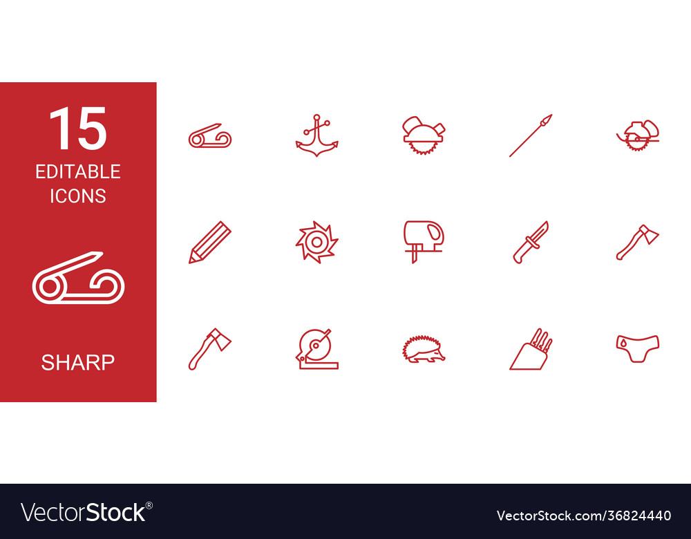 15 sharp icons Royalty Free Vector Image - VectorStock