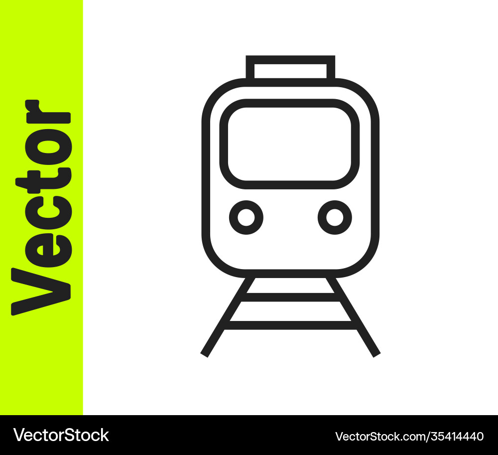 Black line train and railway icon isolated Vector Image