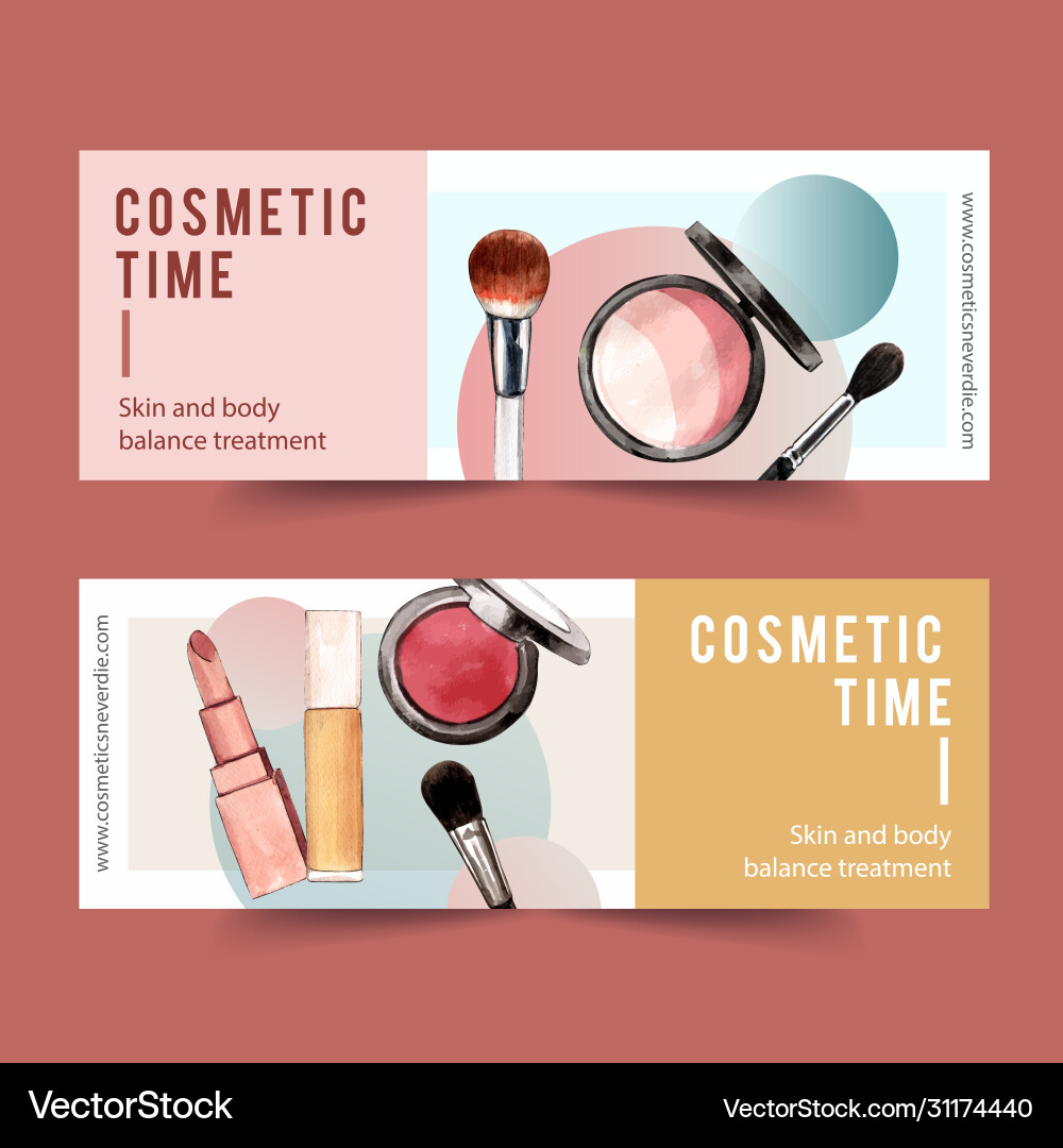 Cosmetic banner design with highlighter brush Vector Image