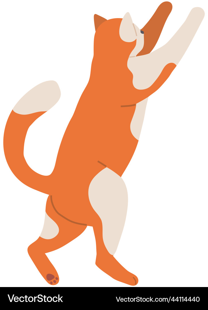 Cute cartoon kitty with ginger fur sitting side Vector Image