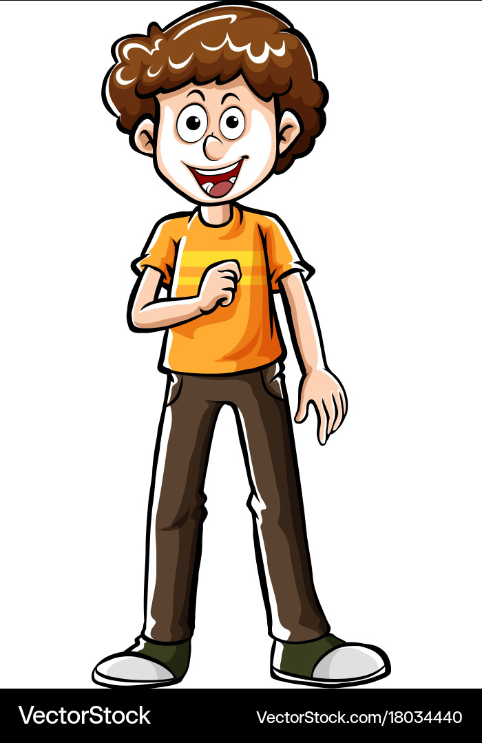 Doodle character for happy man Royalty Free Vector Image