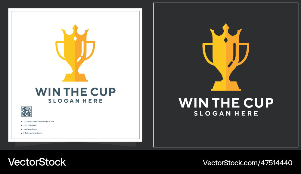 Logo concept to win a yellow king trophy Vector Image