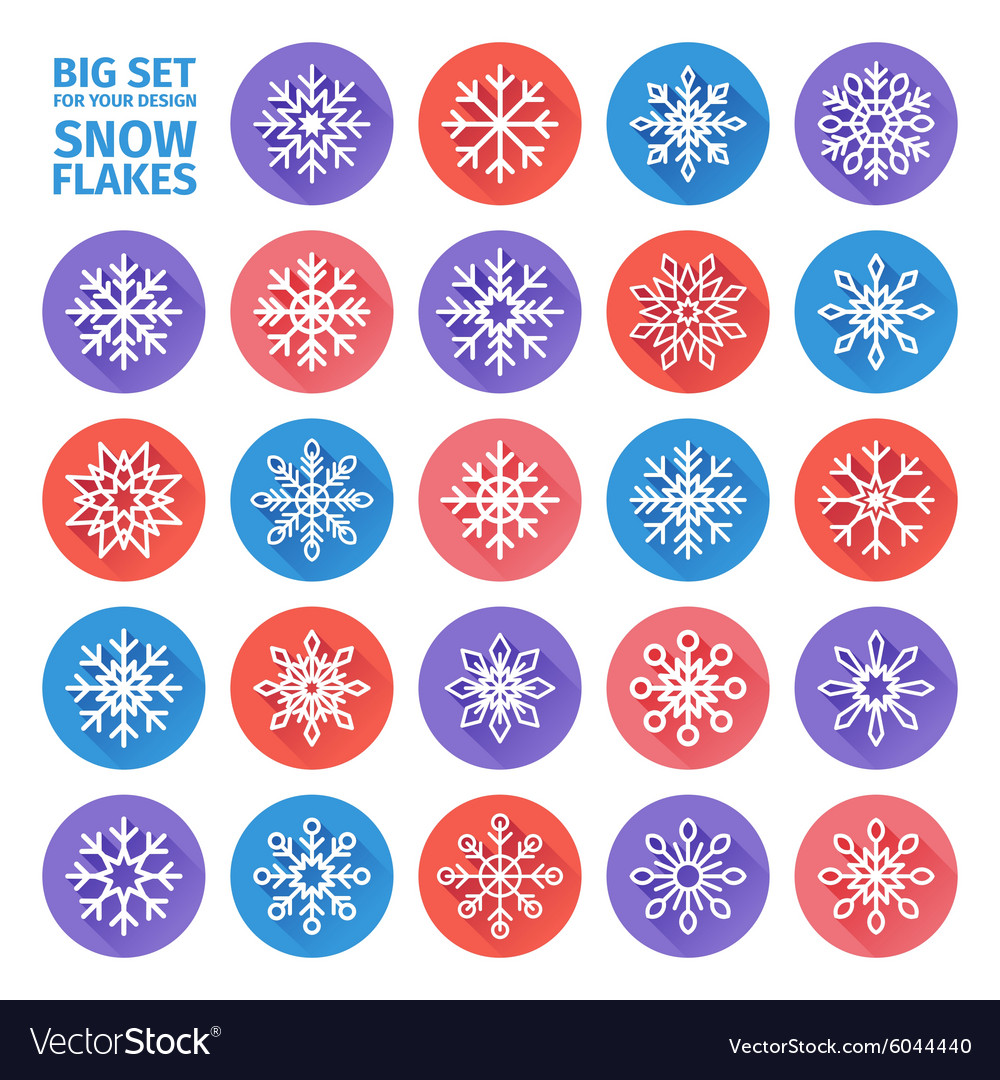 Set of icons snowflakes flat design with long Vector Image