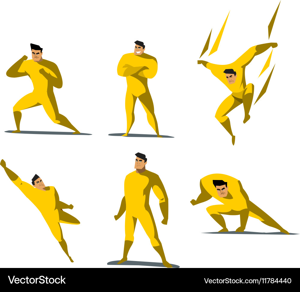 Set of superhero actions different poses Vector Image