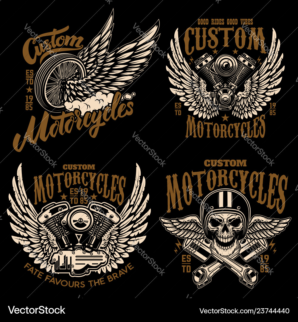 Set racer emblem templates with motorcycle Vector Image
