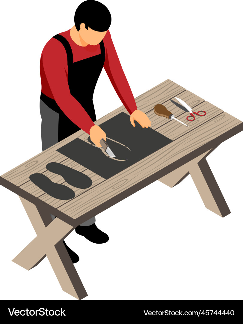 Shoemaker at workplace composition Royalty Free Vector Image