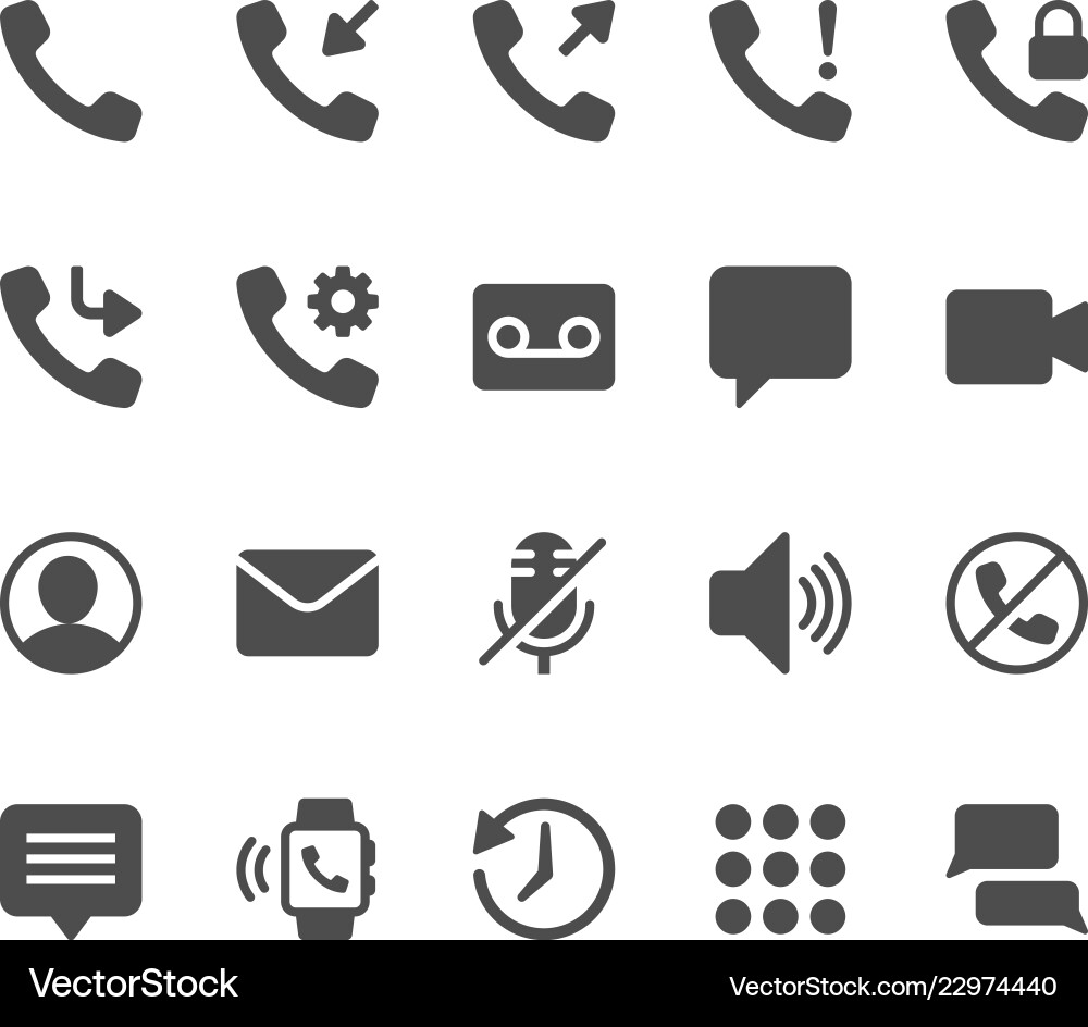Telephone glyph icons Royalty Free Vector Image