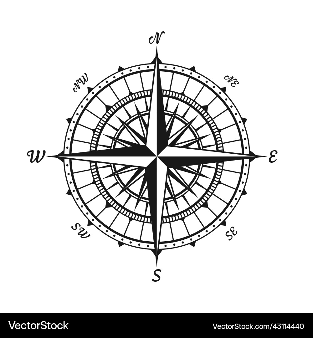 Vintage marine wind rose nautical chart Royalty Free Vector