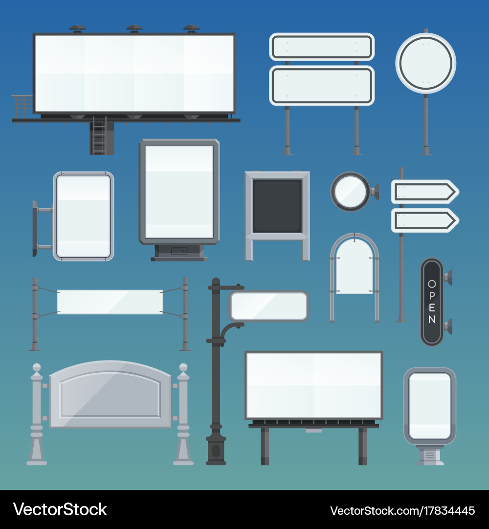 Advertisement clean white street ad billboards Vector Image