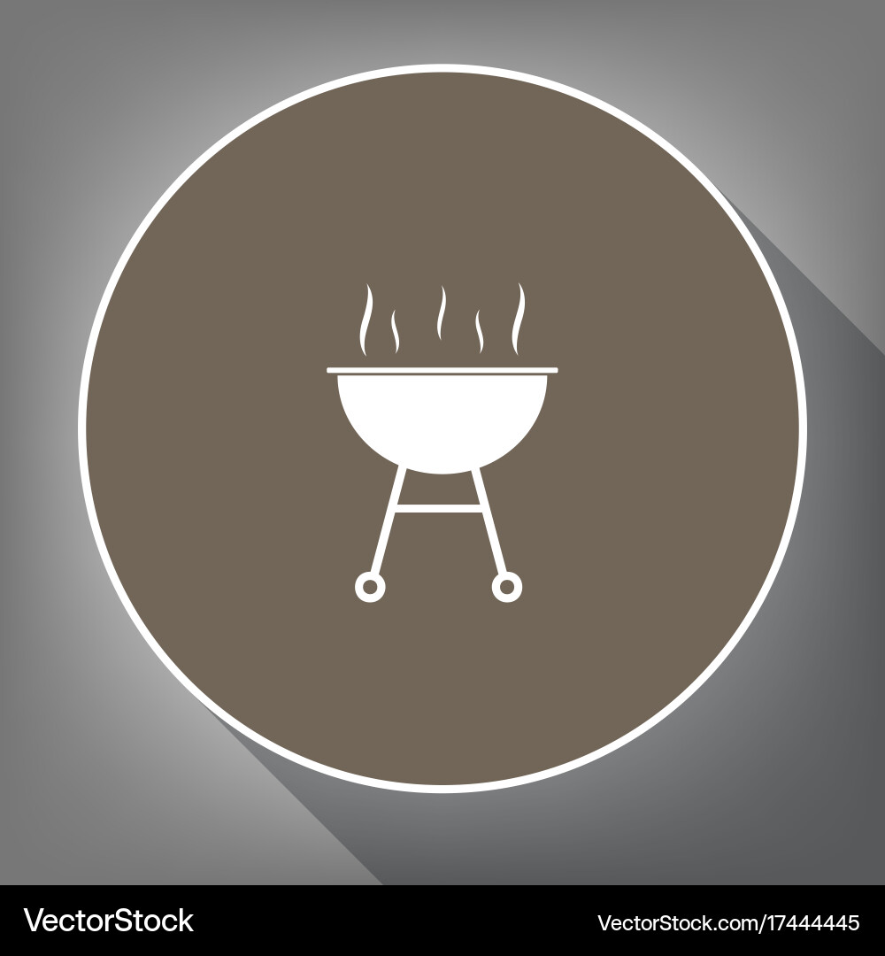 Barbecue simple sign white icon on brown Vector Image