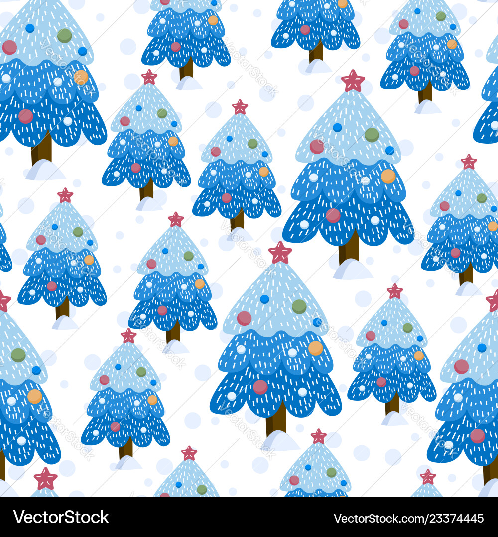 Christmas winter forest landscape seamless Vector Image