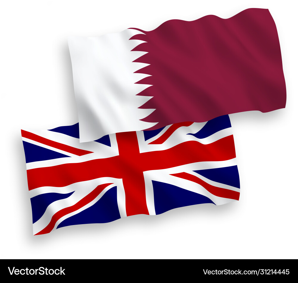 Flags great britain and qatar on a white Vector Image