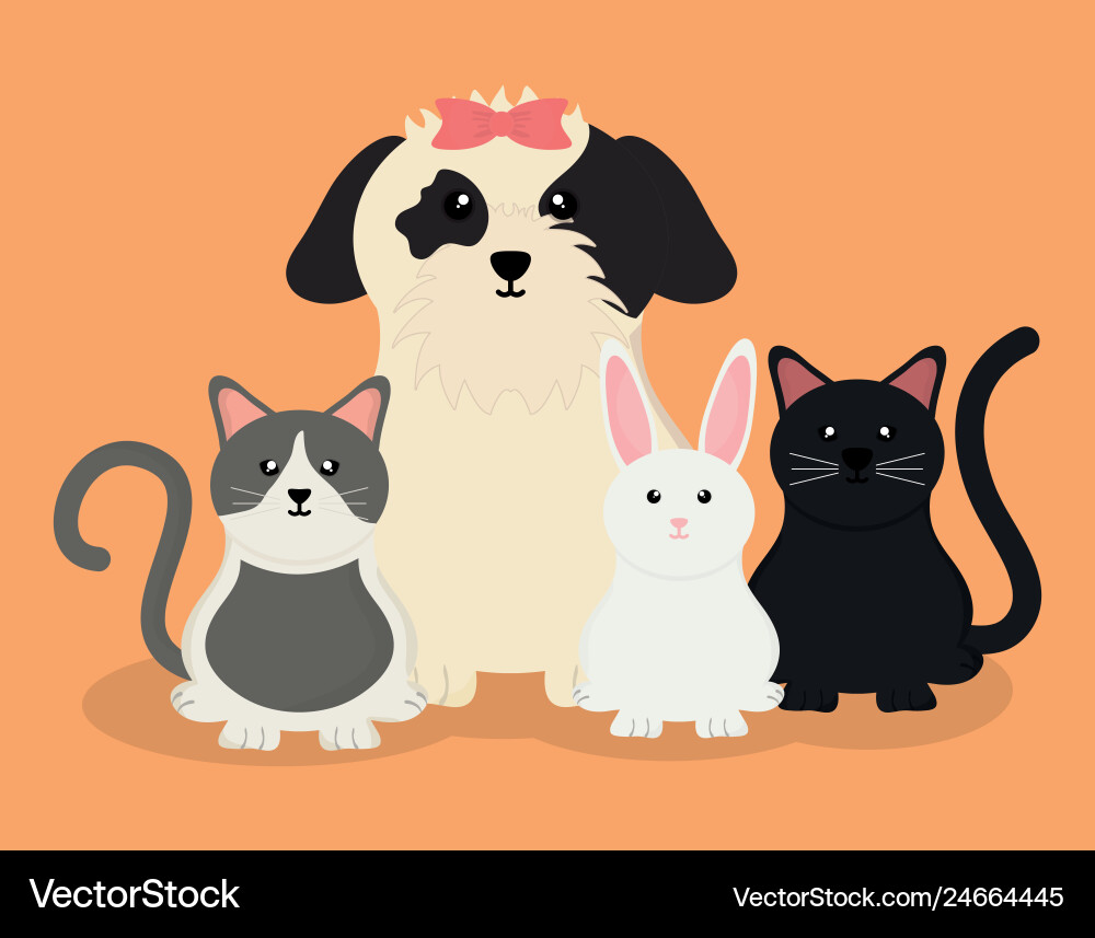 Group of cute pets characters Royalty Free Vector Image
