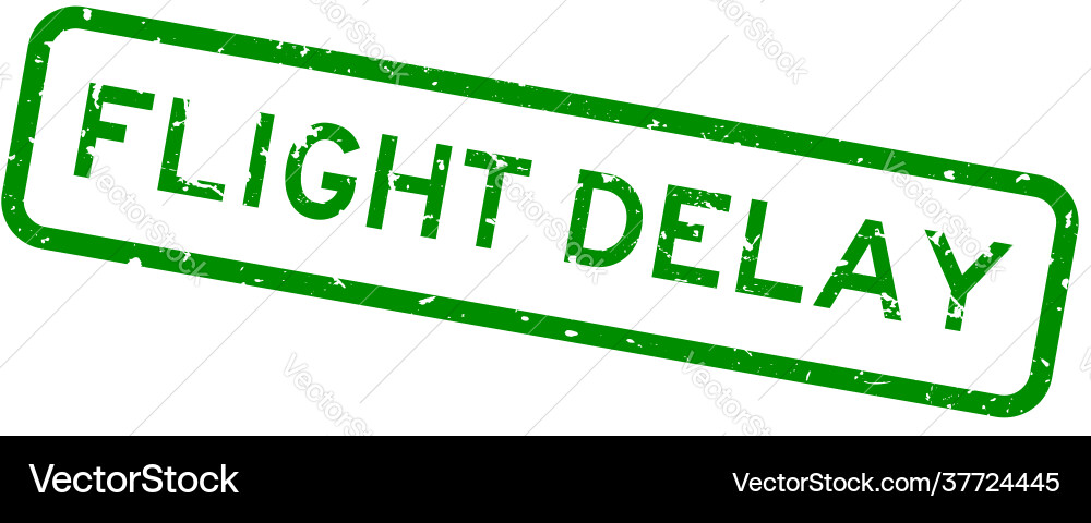 Grunge green flight delay word square rubber seal Vector Image