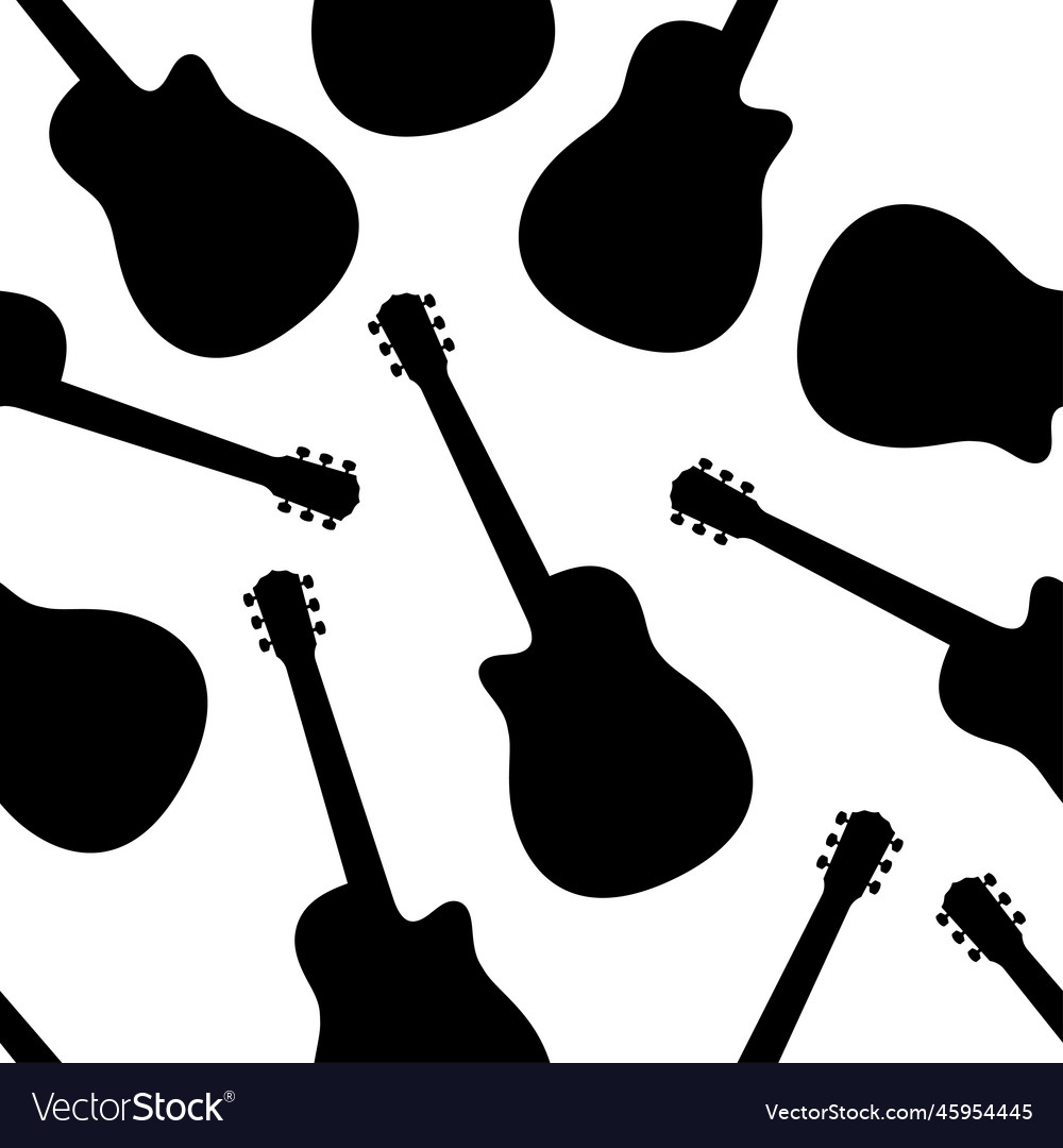 Guitars seamless pattern black silhouette Vector Image Guitars seamless pattern black silhouette Vector Image
