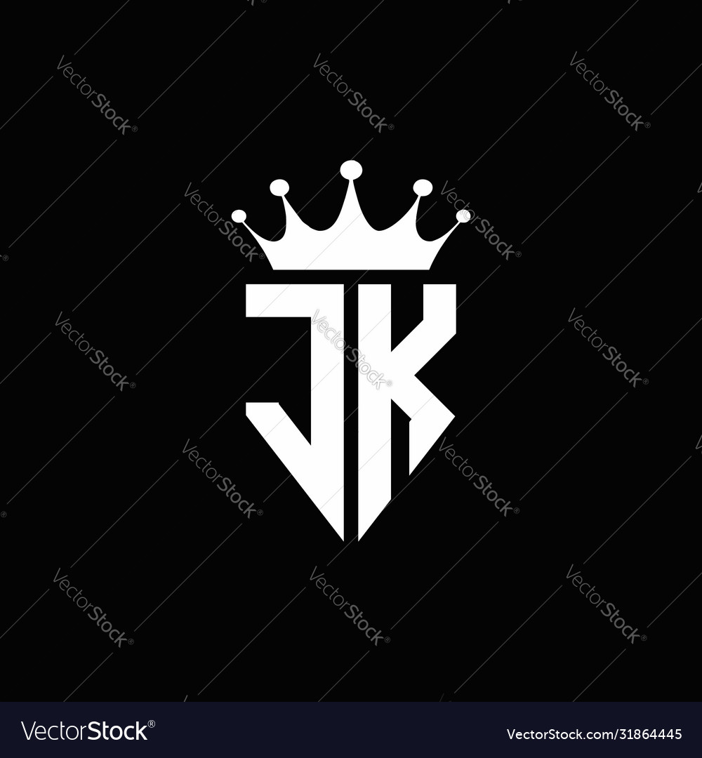 Jk logo monogram emblem style with crown shape Vector Image