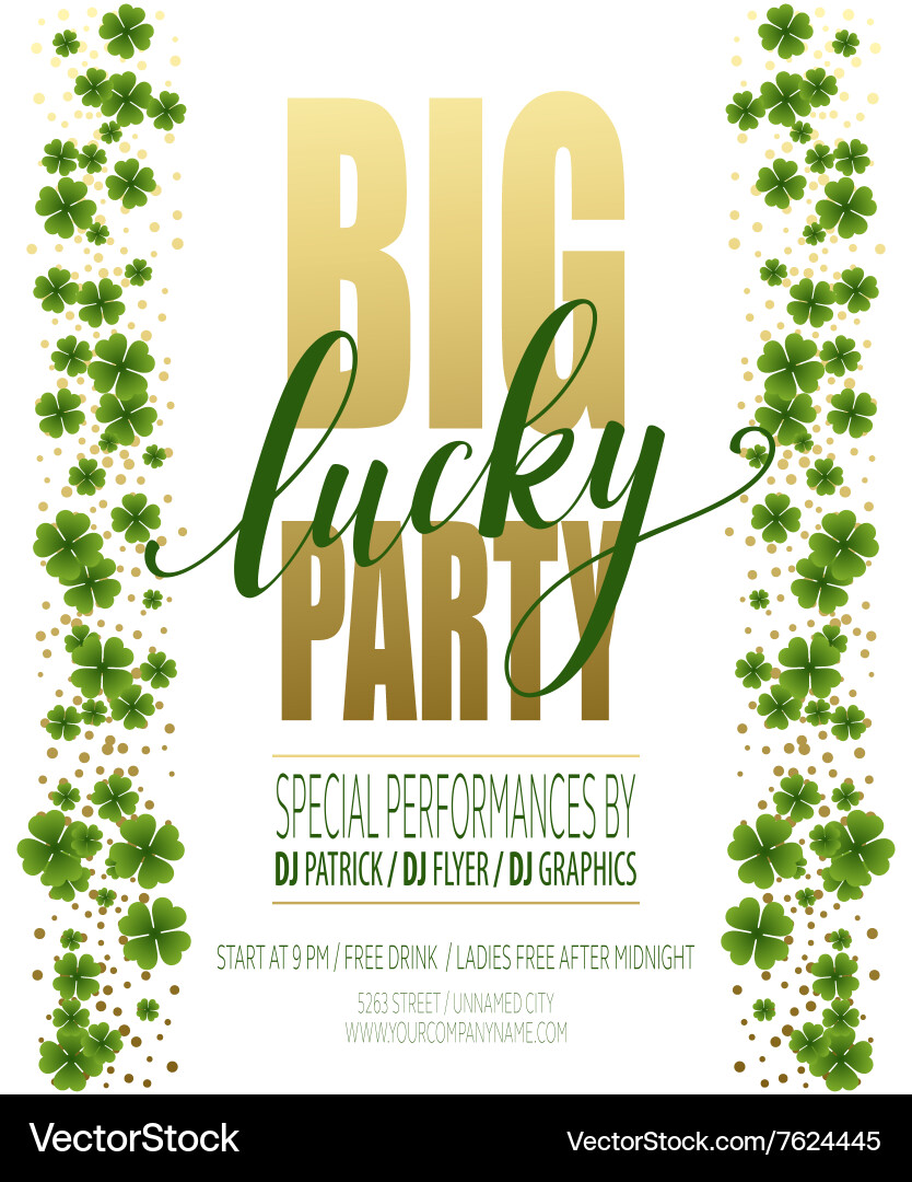 Lucky party poster st patricks day Royalty Free Vector Image