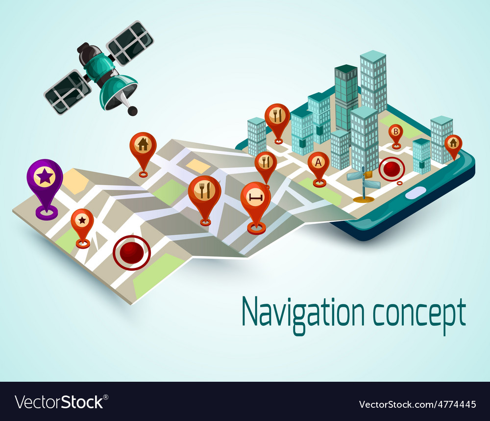 Mobile navigation concept Royalty Free Vector Image