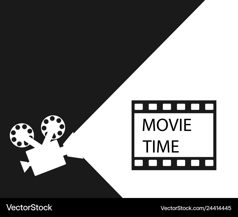 Movie time black background in flat style Vector Image