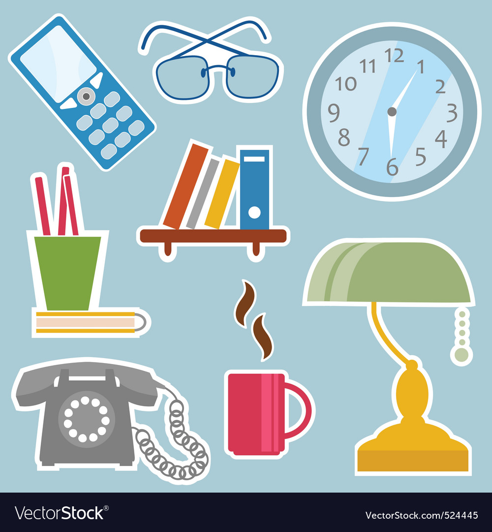 Office objects Royalty Free Vector Image - VectorStock