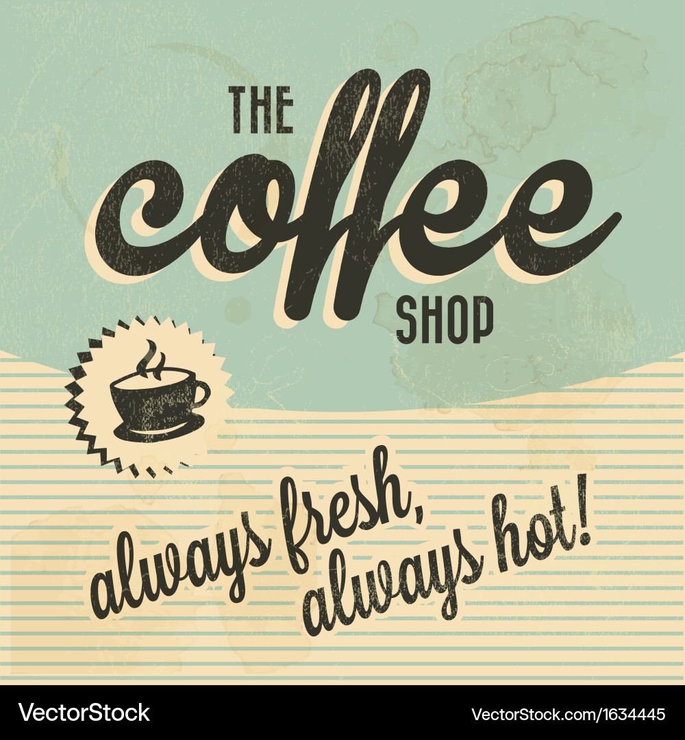 Retro vintage coffee background with typography Vector Image