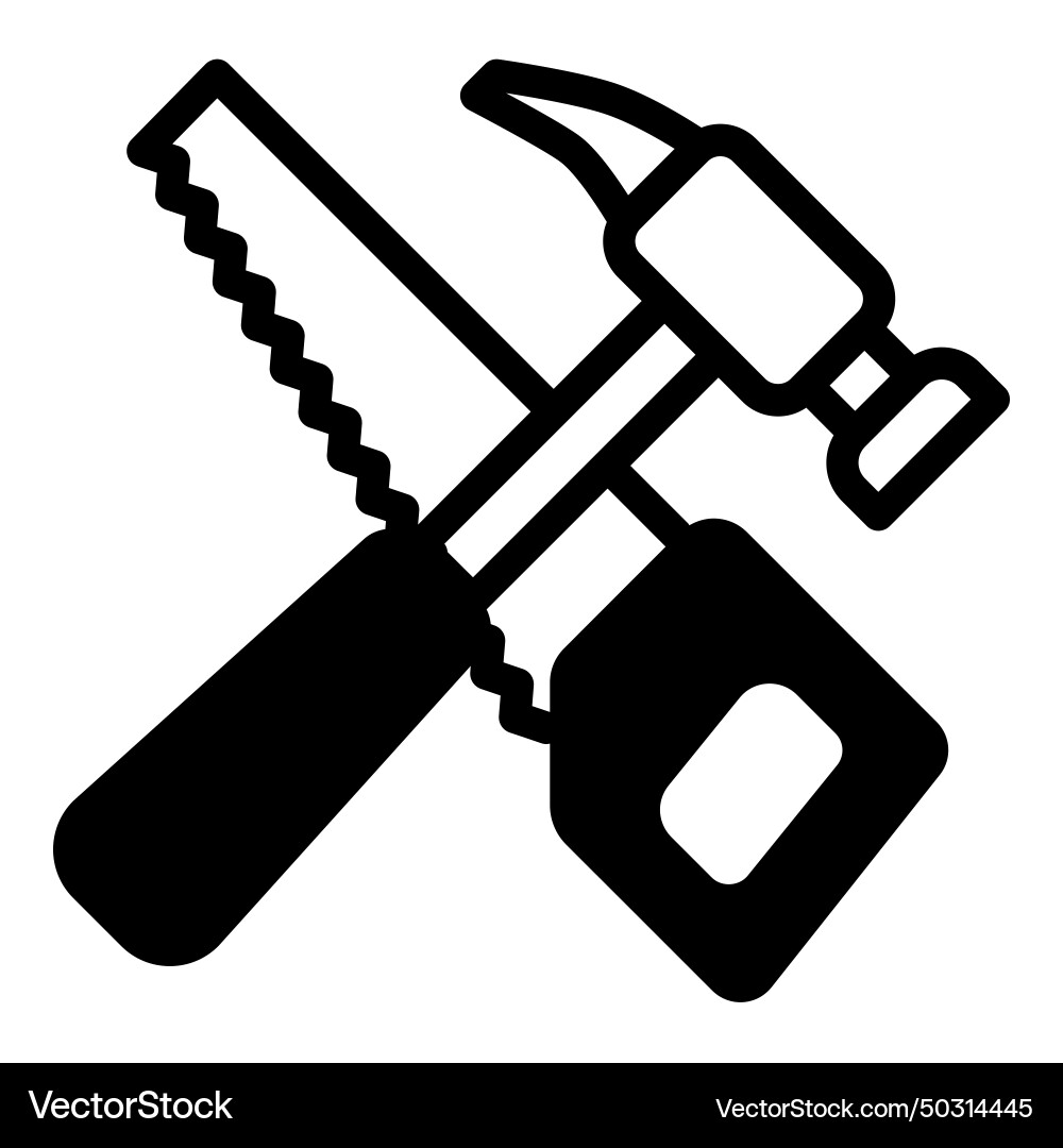 Saw and hammer flat icon isolated on white Vector Image