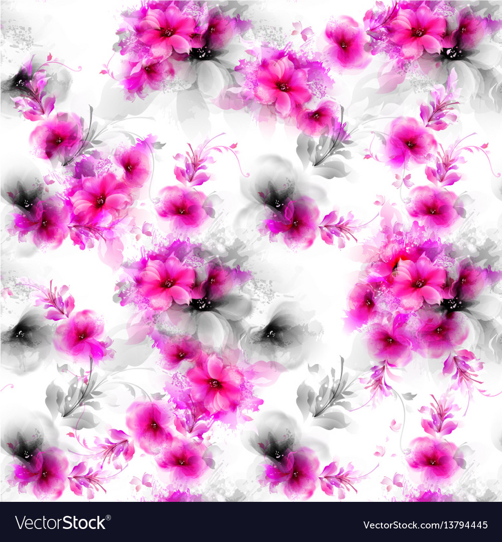 Seamless pattern with pink abstract flowers Vector Image