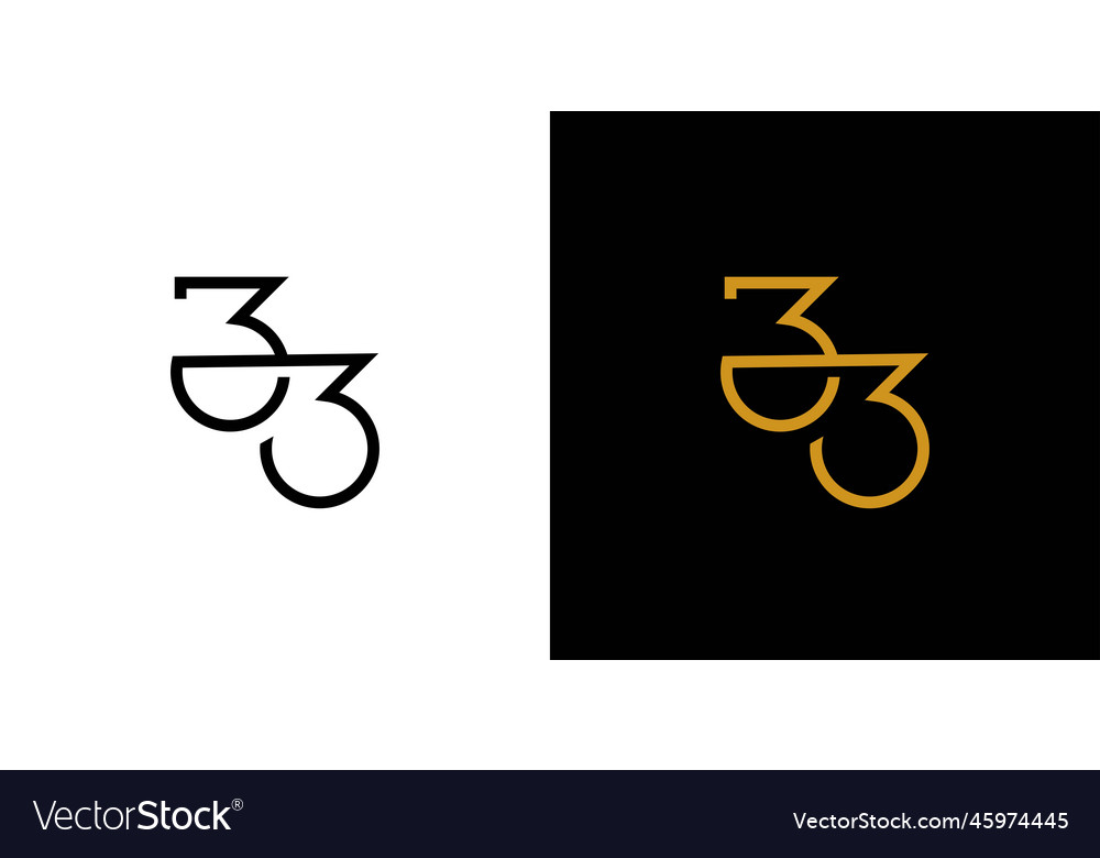 Simple and modern number 33 logo design Royalty Free Vector Simple and modern number 33 logo design Royalty Free Vector
