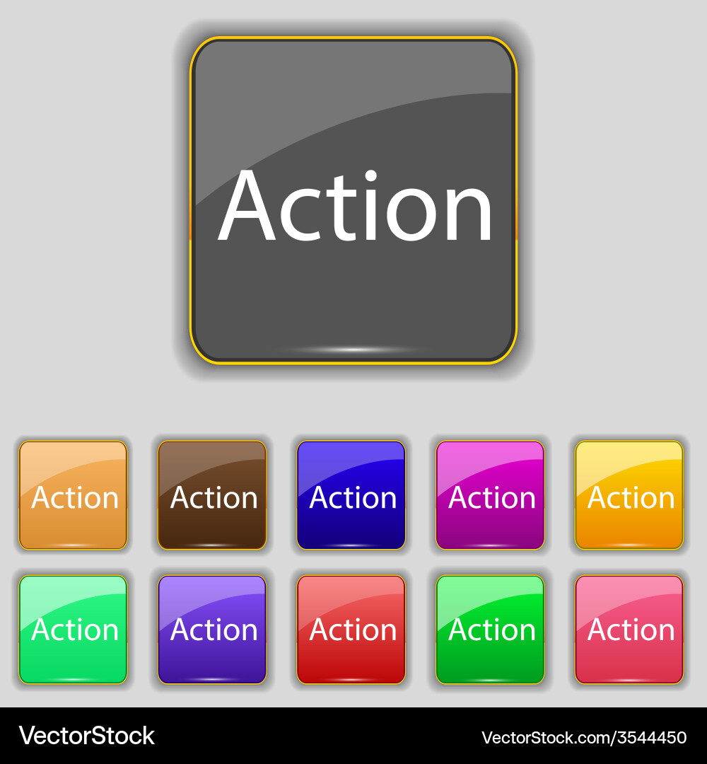 Action sign icon motivation button with arrow set Vector Image