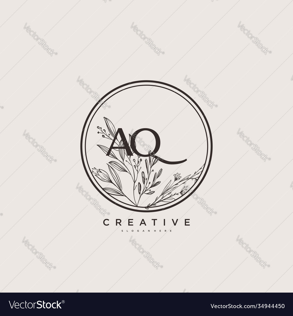 Aq beauty initial logo art handwriting logo Vector Image