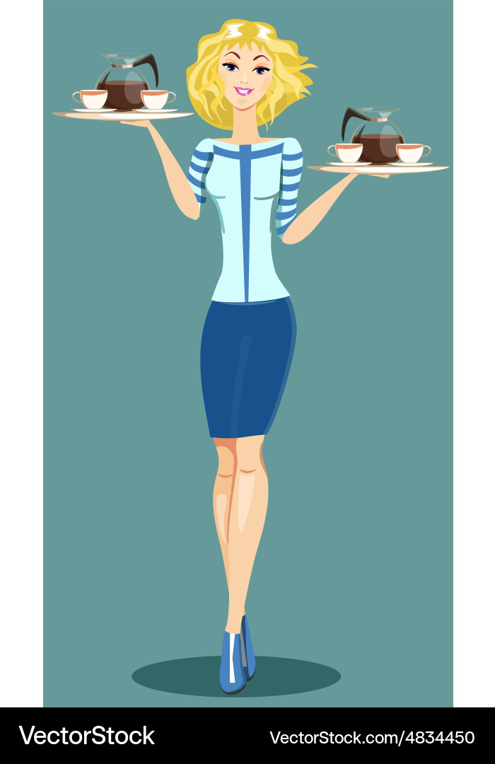 Beautiful girl waitress Royalty Free Vector Image