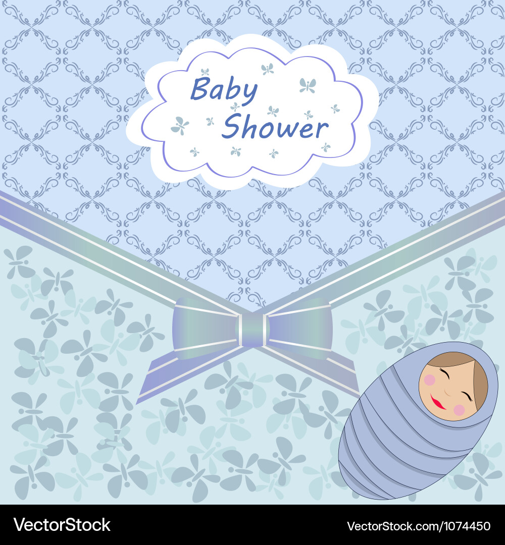 Blue baby shower with boy Royalty Free Vector Image